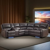 Bonzy Home Power Reclining Sectional Sofa with LED Lights — Faux ...