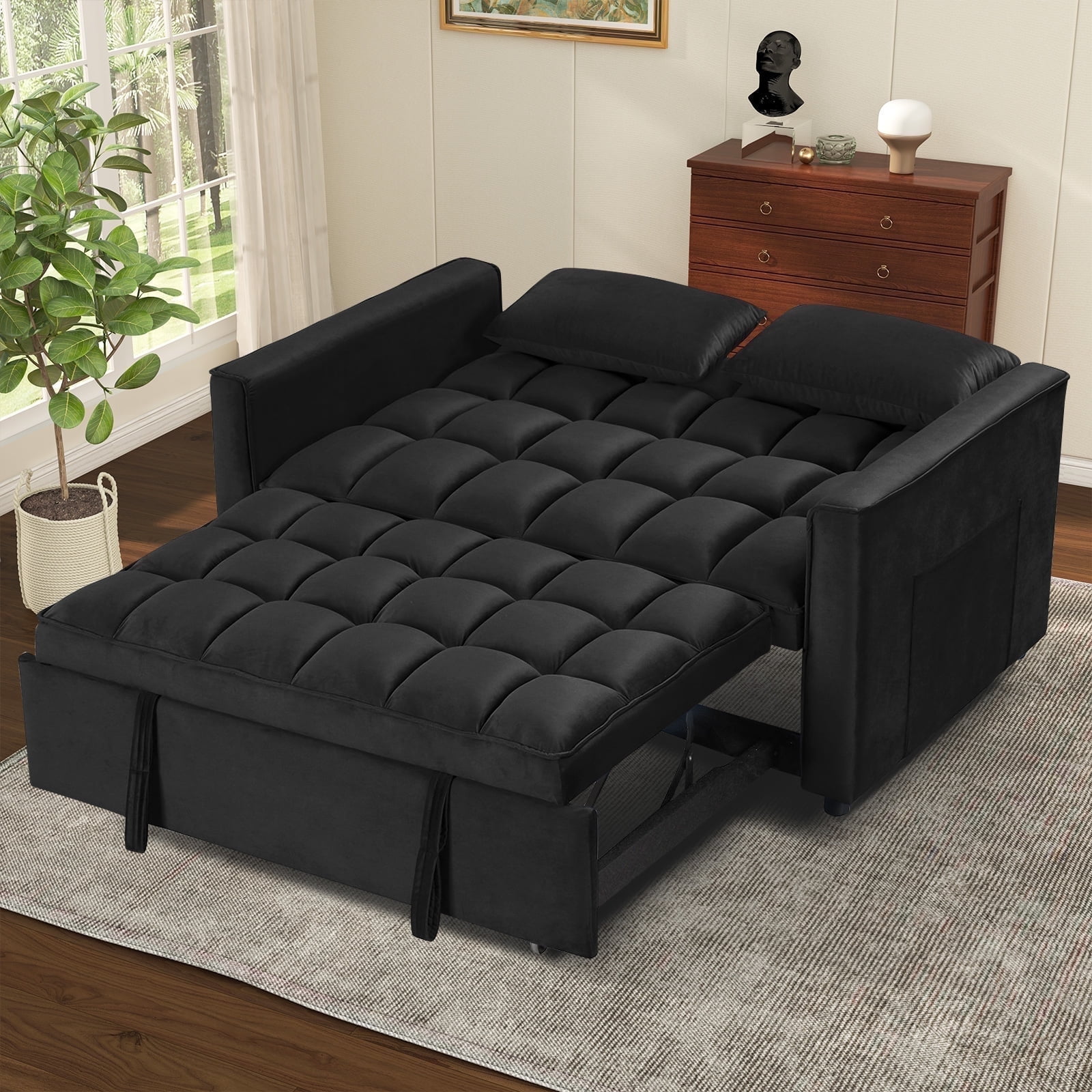 Bonzy Home Pullout Bed Convertible Sofa Bed Versatile Velvet Sofa,55 ...