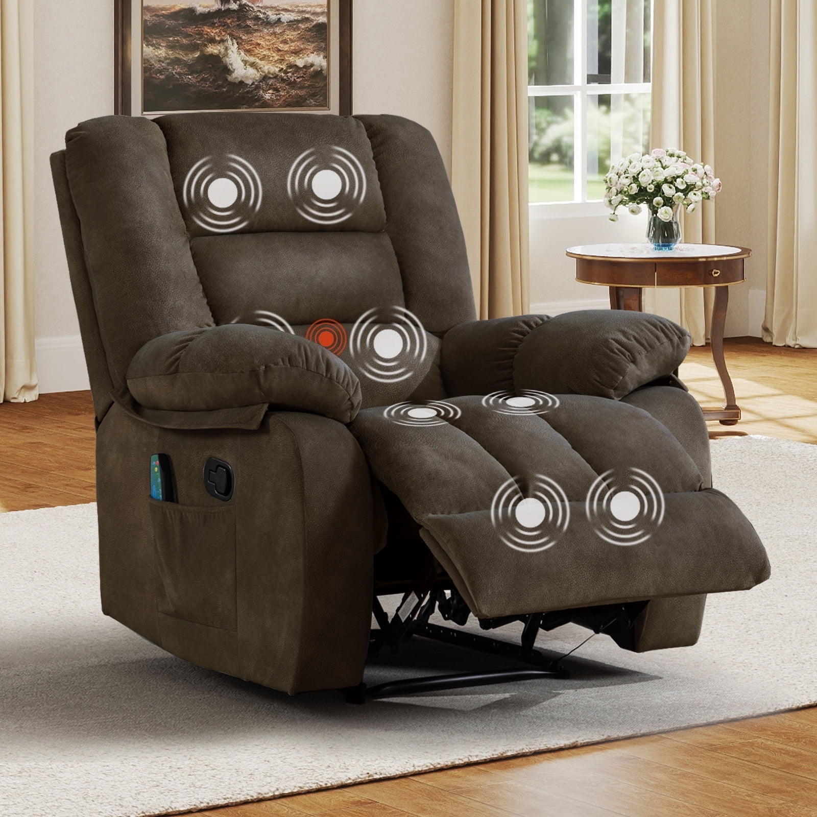 Bonzy Home Recliner Chairs with Massage and Heat Overstuffed Fabric ...