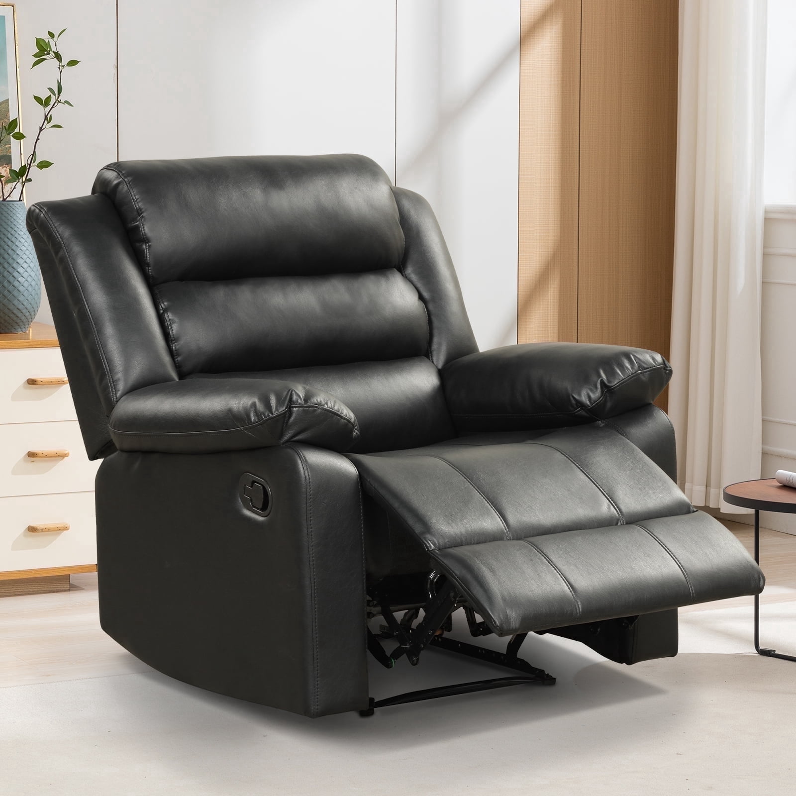 Bonzy Home Recliner Comfortable Arms and Back Faux Leather Reclining ...