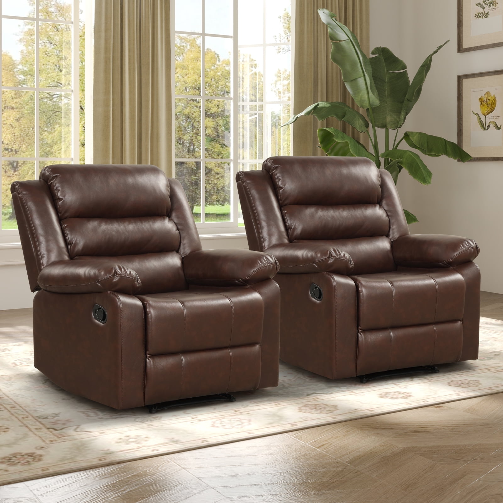 Bonzy Home Recliner Set of 2 Comfortable Arms and Back Faux Leather ...