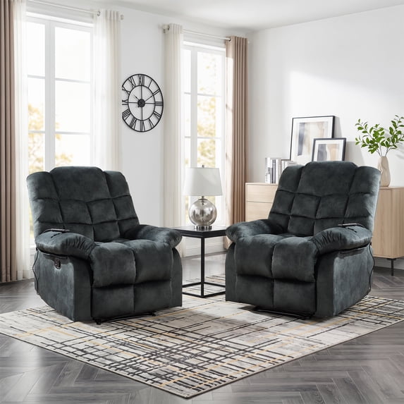 Bonzy Home Set of 2 Massage Recliner Chairs, Manual Reclining Sofa ...