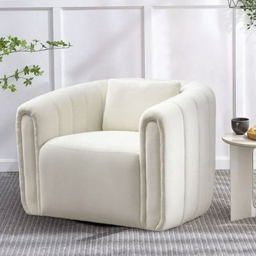 Better Homes & Gardens Emerson Curvy Accent Chair, Cream Linen ...