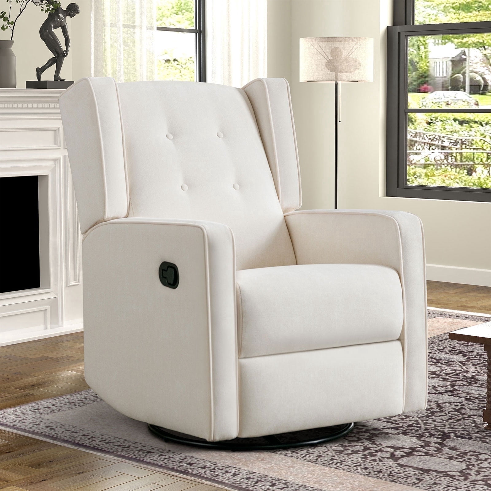 Bonzy Home Swivel Rocking Recliner Chair, Model RRK150, White, Glider ...
