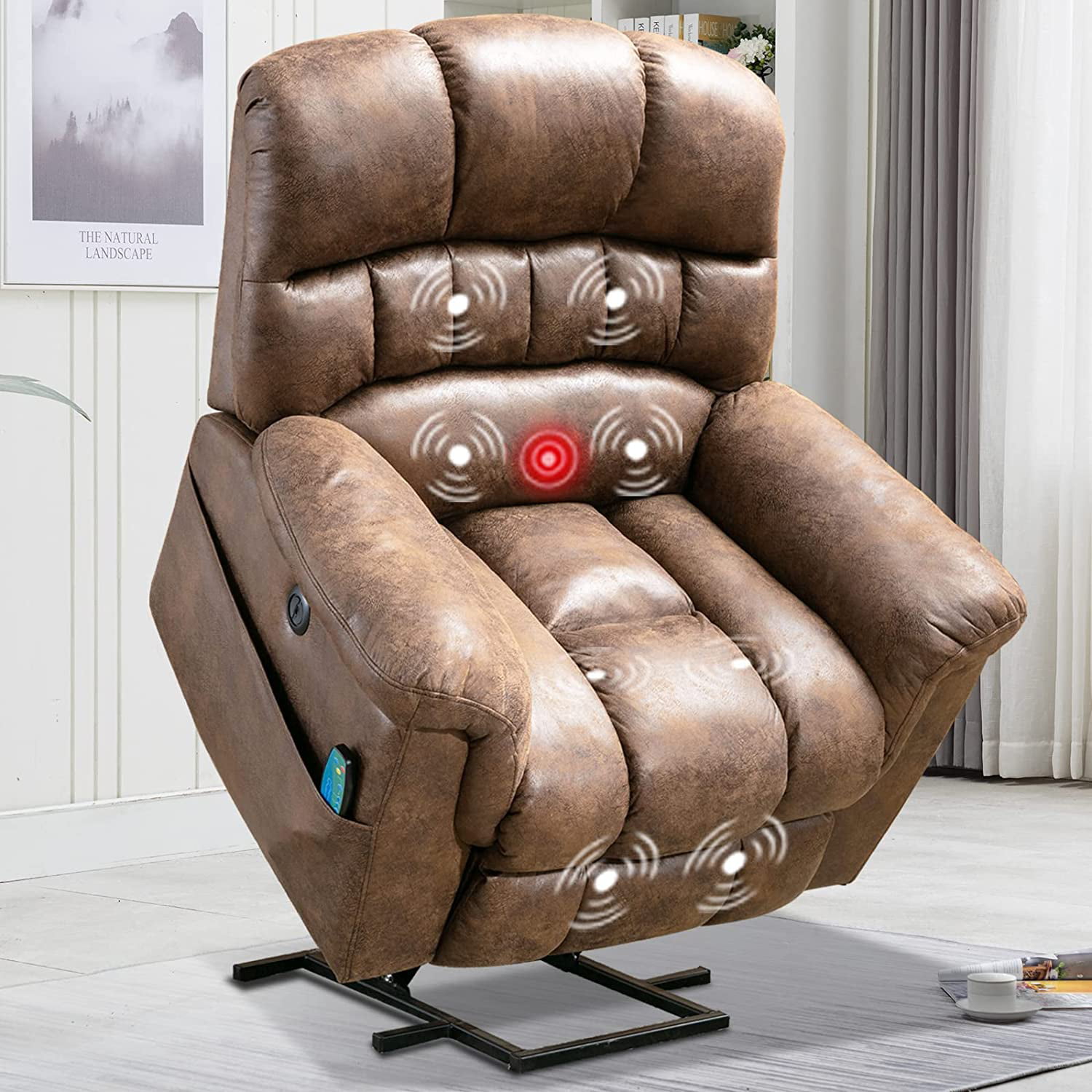 Flash Furniture HERCULES Series Brown LeatherSoft Remote Powered Lift ...