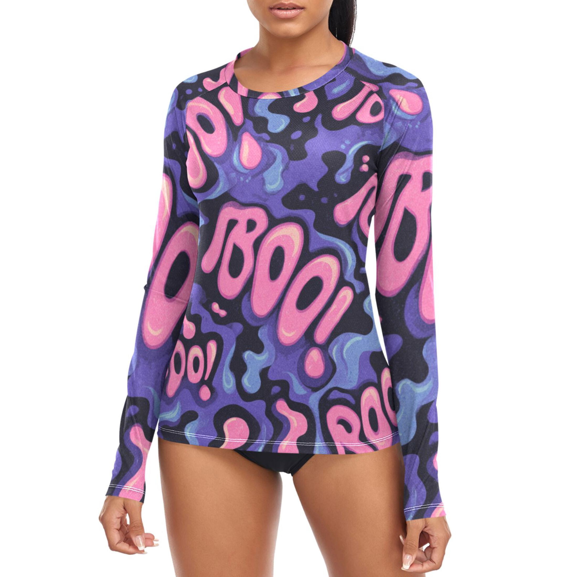 Boo Art Form Halloween Women's Rash Guard Shirts UPF 50+ Sun Protection ...