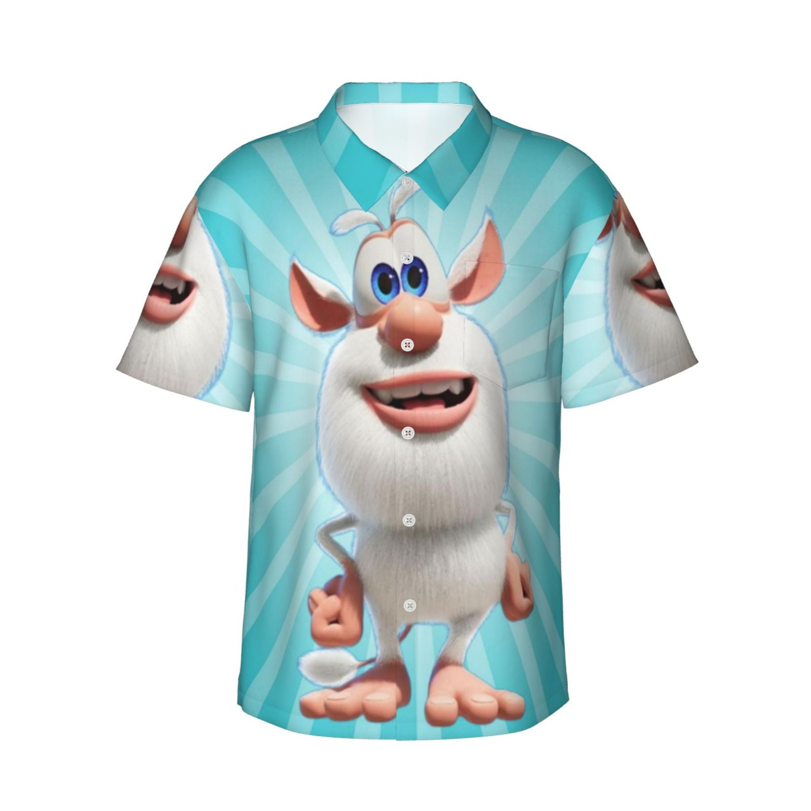 Boo-Ba 3d Print Casual Button Down Short Sleeve Cuba Collar Shirt For ...