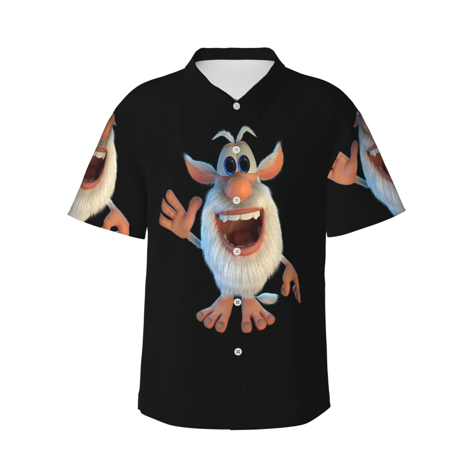 Boo-Ba 3d Print Casual Button Down Short Sleeve Cuba Collar Shirt For ...