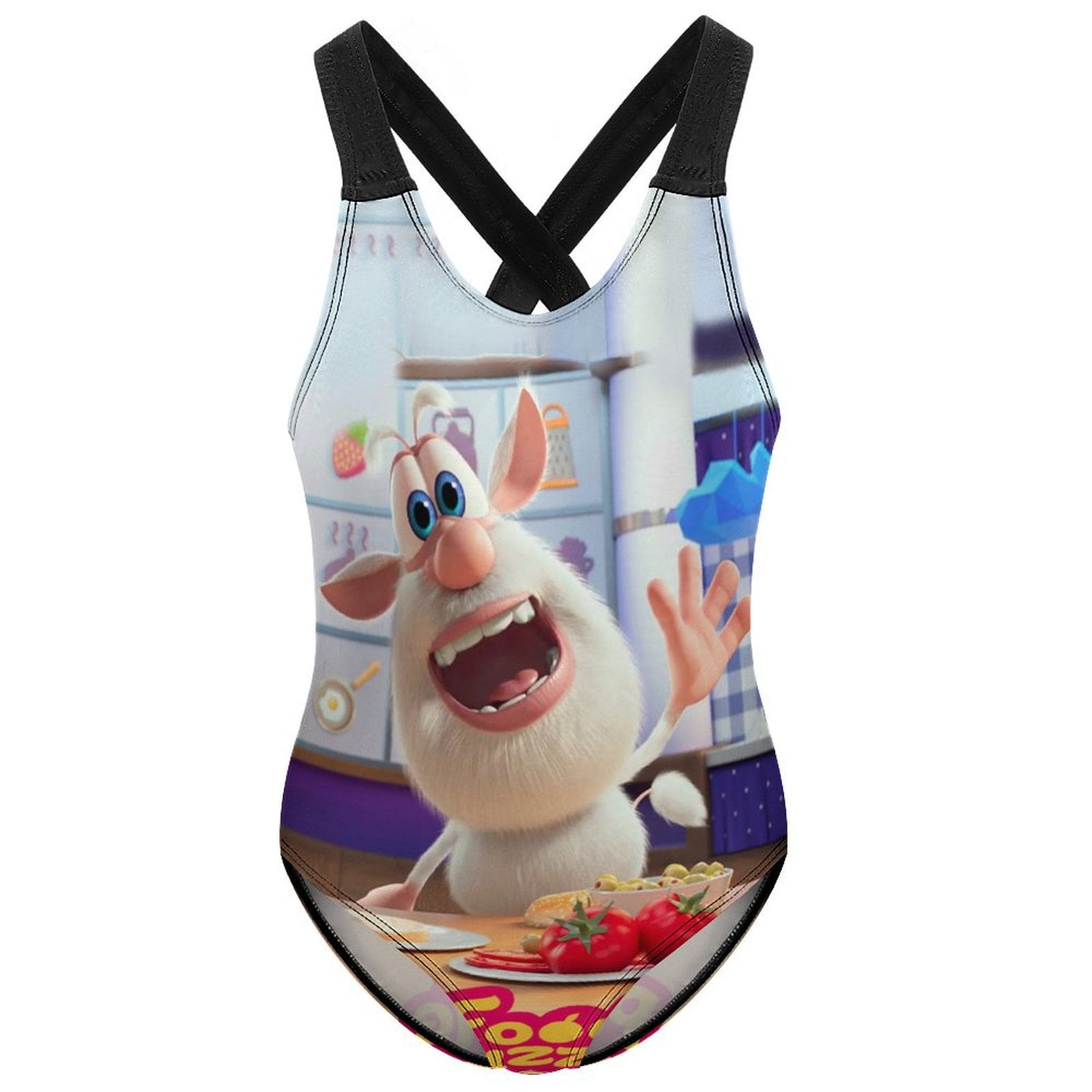 Boo-Ba One Piece Swimsuit for Girls Crewneck Sleeveless Back Cross ...