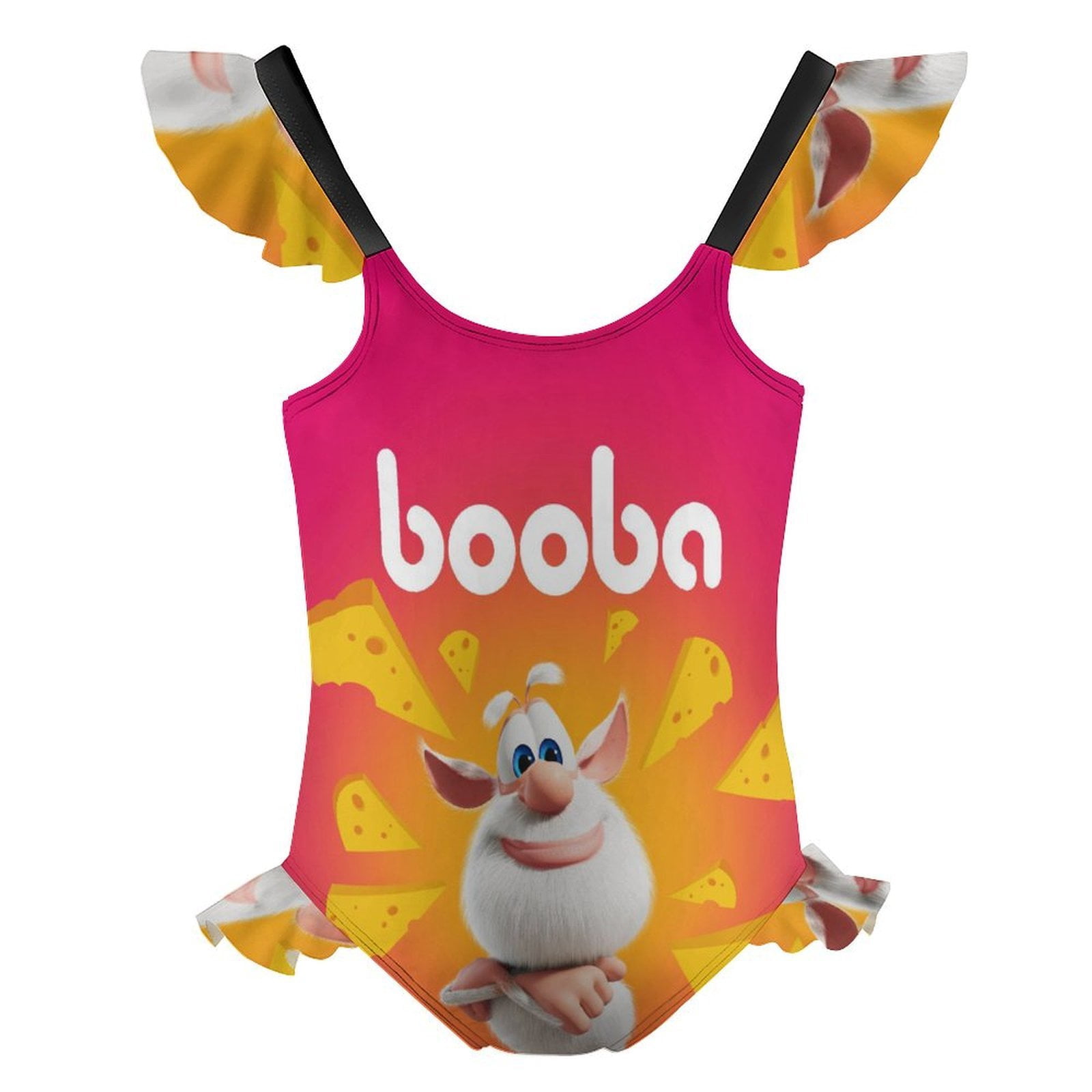 Boo-Ba One Piece Swimsuit for Girls Flutter Sleeve Strap Bathing Suit ...