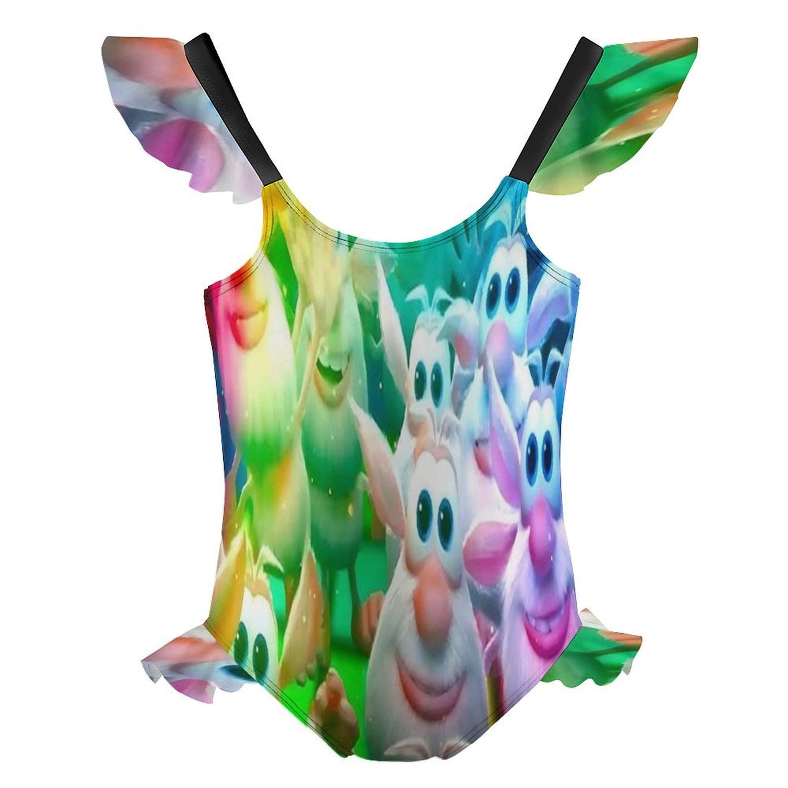 Boo-Ba One Piece Swimsuit for Girls Flutter Sleeve Strap Bathing Suit ...