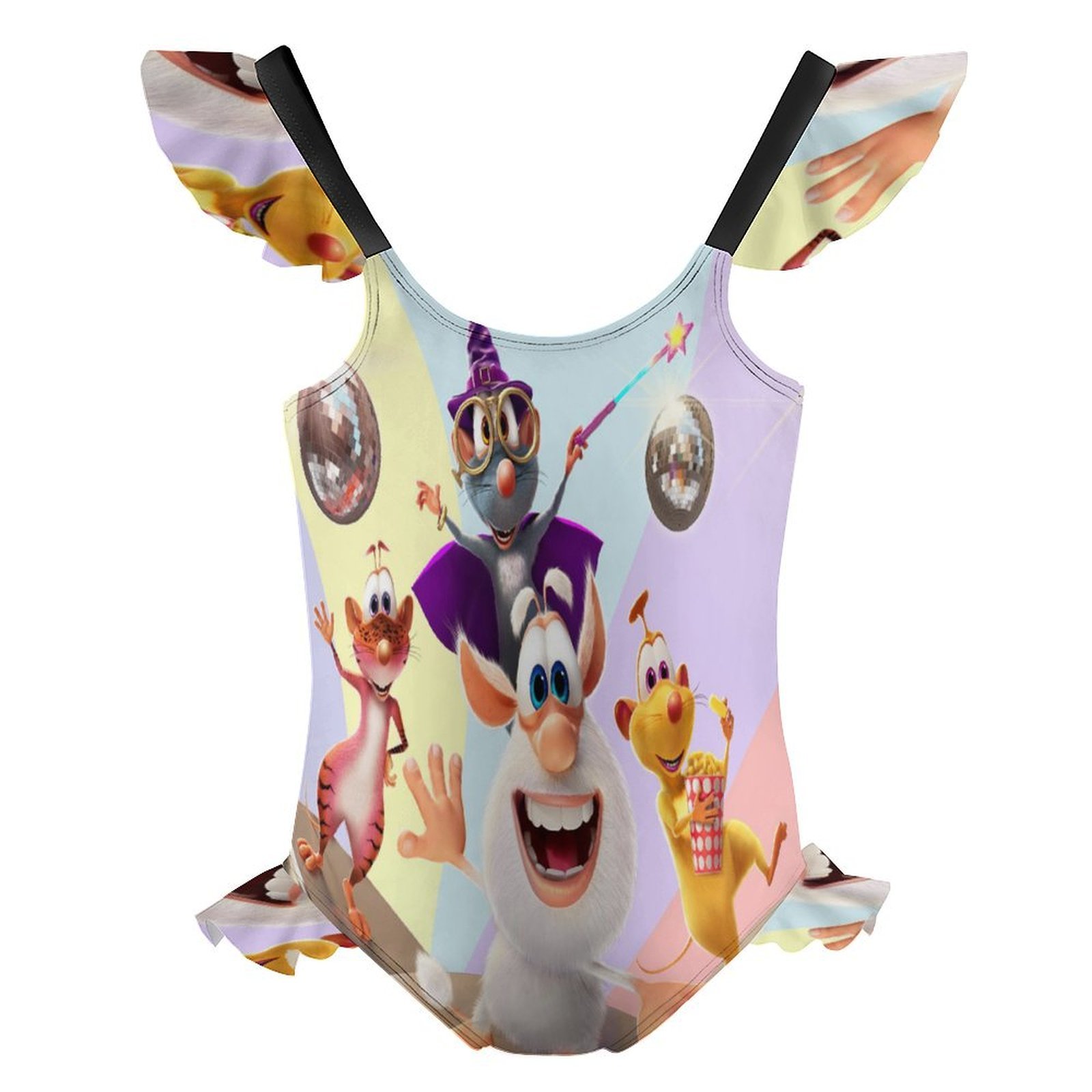 Boo-Ba One Piece Swimsuit for Girls Flutter Sleeve Strap Bathing Suit ...