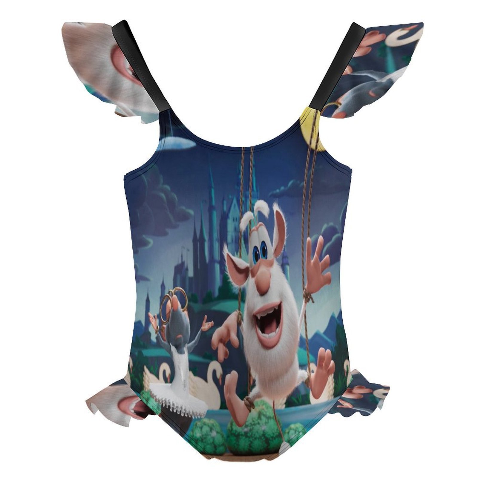 Boo-Ba One Piece Swimsuit for Girls Flutter Sleeve Strap Bathing Suit ...