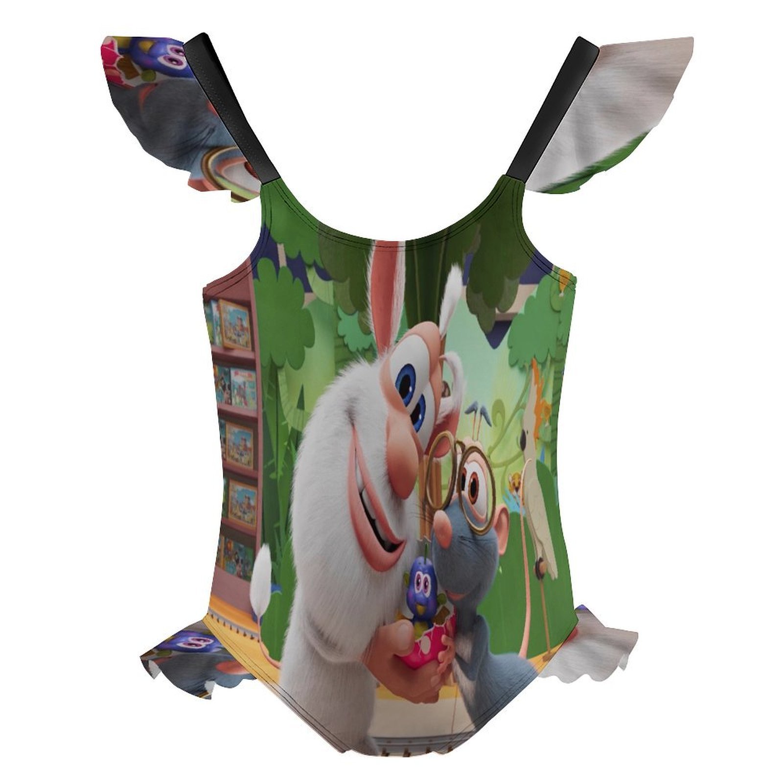 Boo-Ba One Piece Swimsuit for Girls Flutter Sleeve Strap Bathing Suit ...