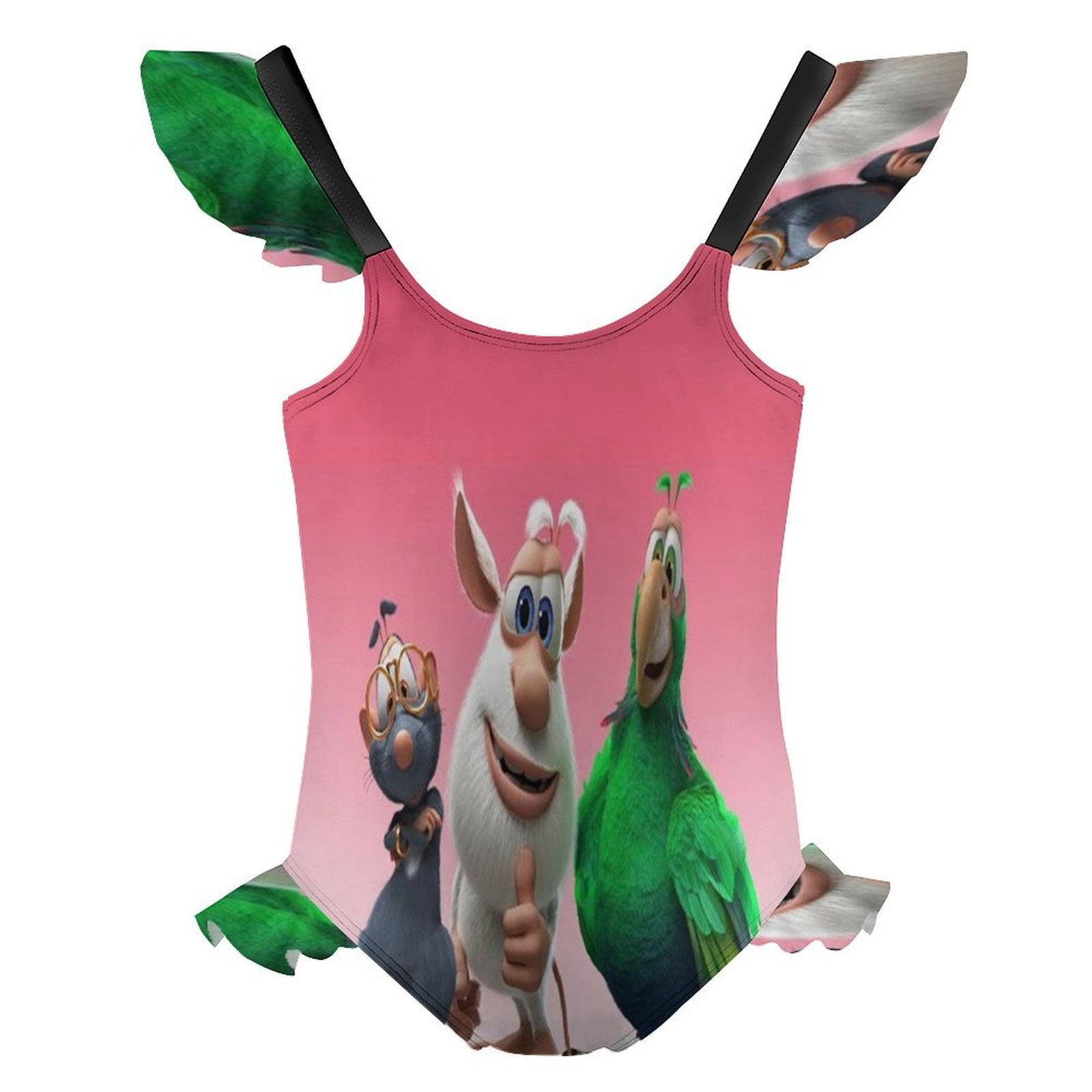 Boo-Ba One Piece Swimsuit for Girls Flutter Sleeve Strap Bathing Suit ...