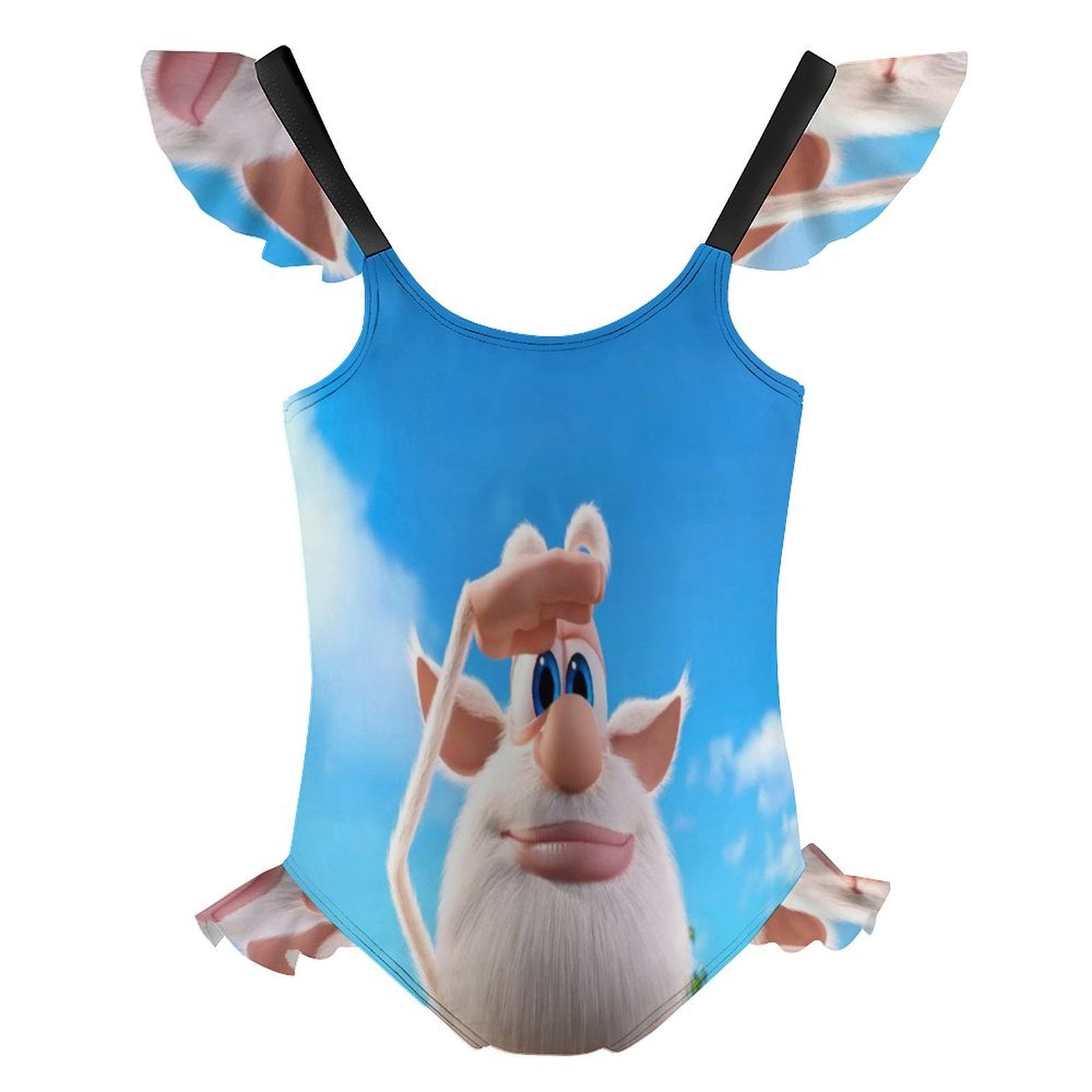 Boo-Ba One Piece Swimsuit for Girls Flutter Sleeve Strap Bathing Suit ...