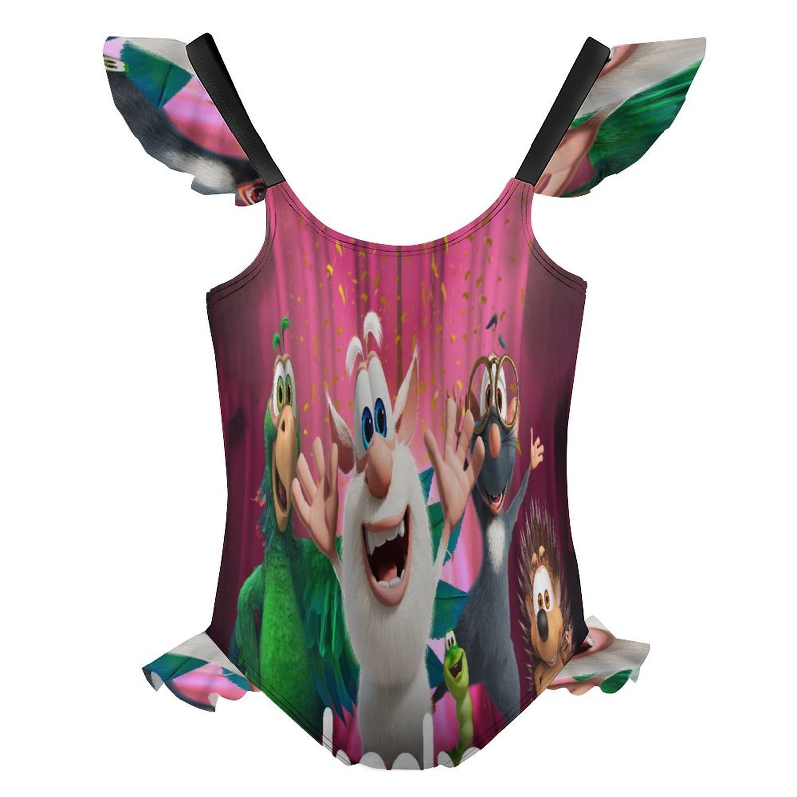 Boo-Ba One Piece Swimsuit for Girls Flutter Sleeve Strap Bathing Suit ...