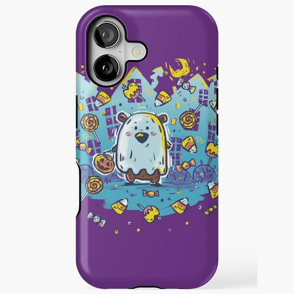 Boo Bear Cute Cartoon Animal Artwork Tough Case for iPhone 17 16 15 14 ...
