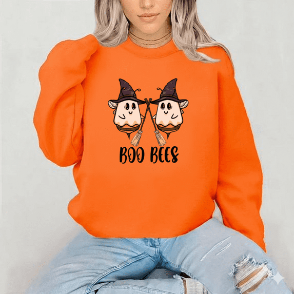 Boo Bee Funny Halloween Bee Pun Humor Graphic Cartoon Art Sweatshirt ...