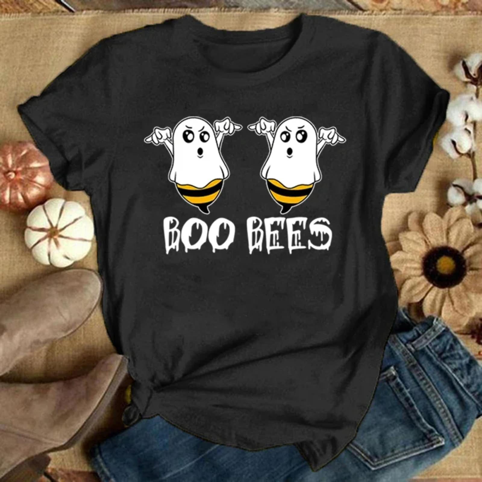 Boo Bees Graphic Tee Funny Letter Print Design Kawaii Summer Casual ...