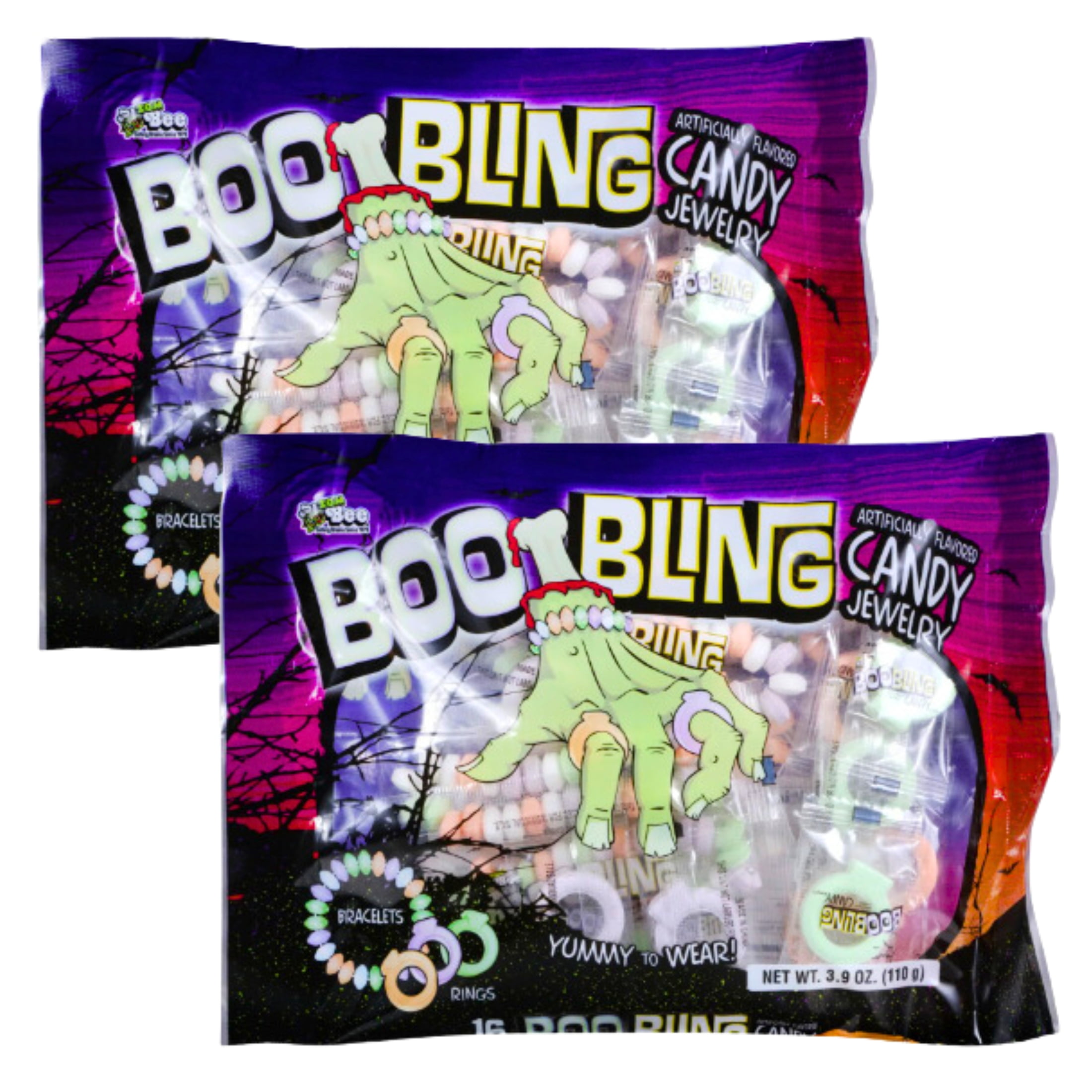Boo Bling Candy Jewelry 16 Cts Wearable Bracelet Rings Trick or Treats ...