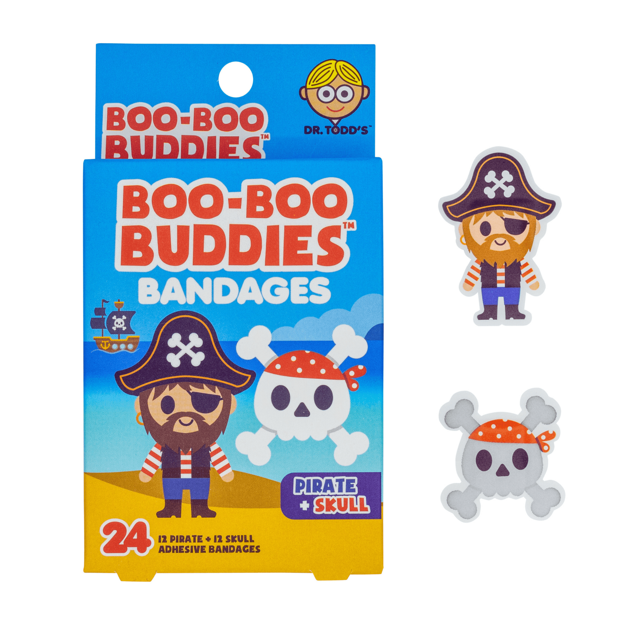 Boo Boo Buddies Kids Adhesive Bandages Pirate Skull Style 24 Count