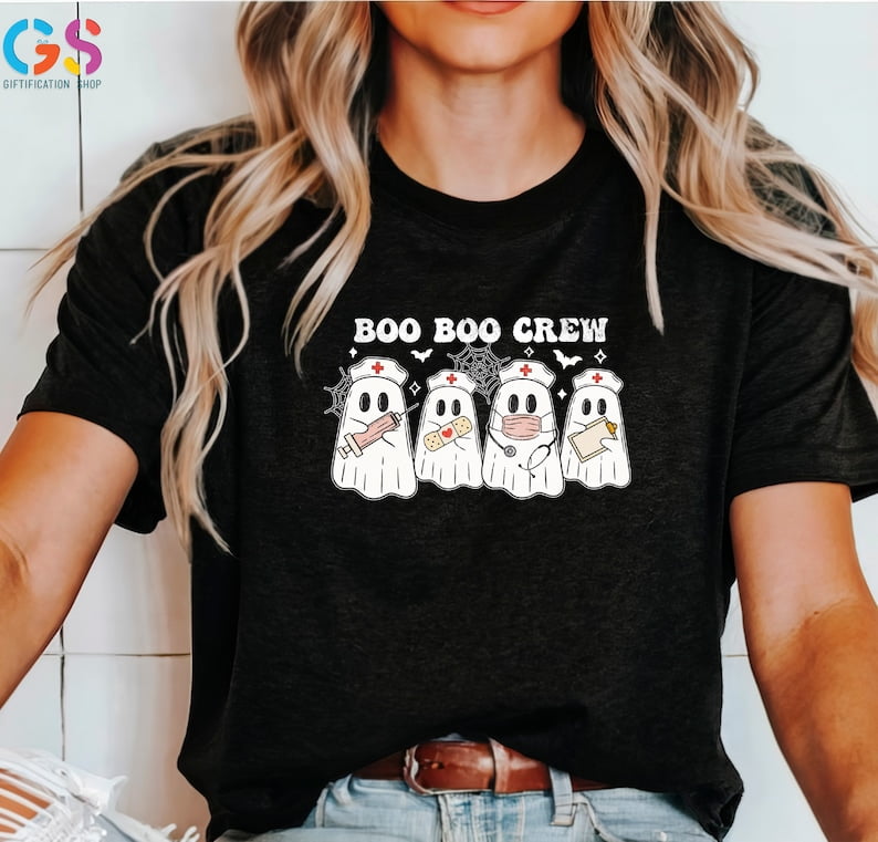 Boo Boo Crew Funny Ghost Nurse Halloween Medical Squad Unisex T-Shirt ...