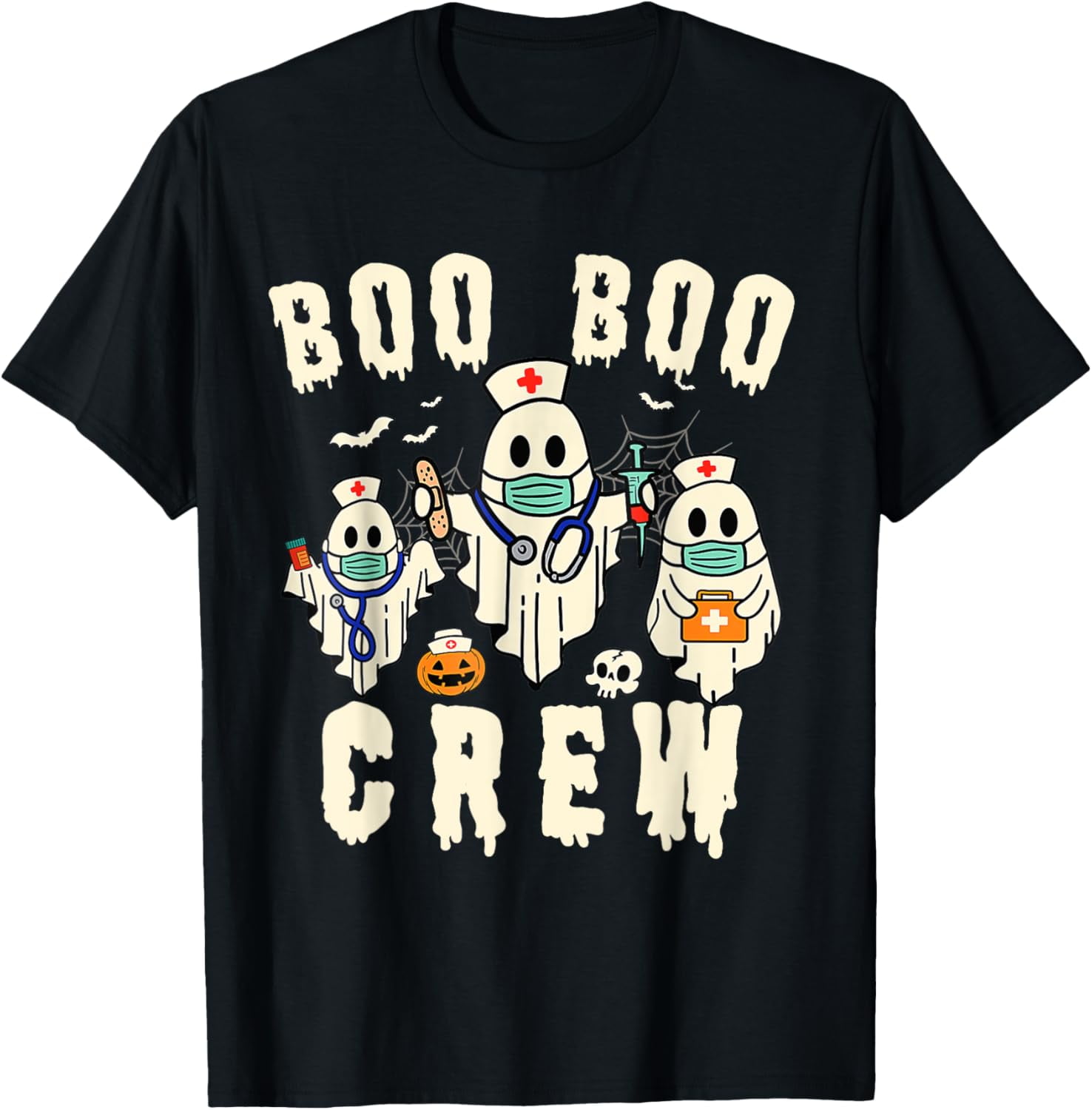Boo Boo Crew Ghost Halloween Paramedic Nurse RN ER NICU LPN T-Shirt - Walmart.com