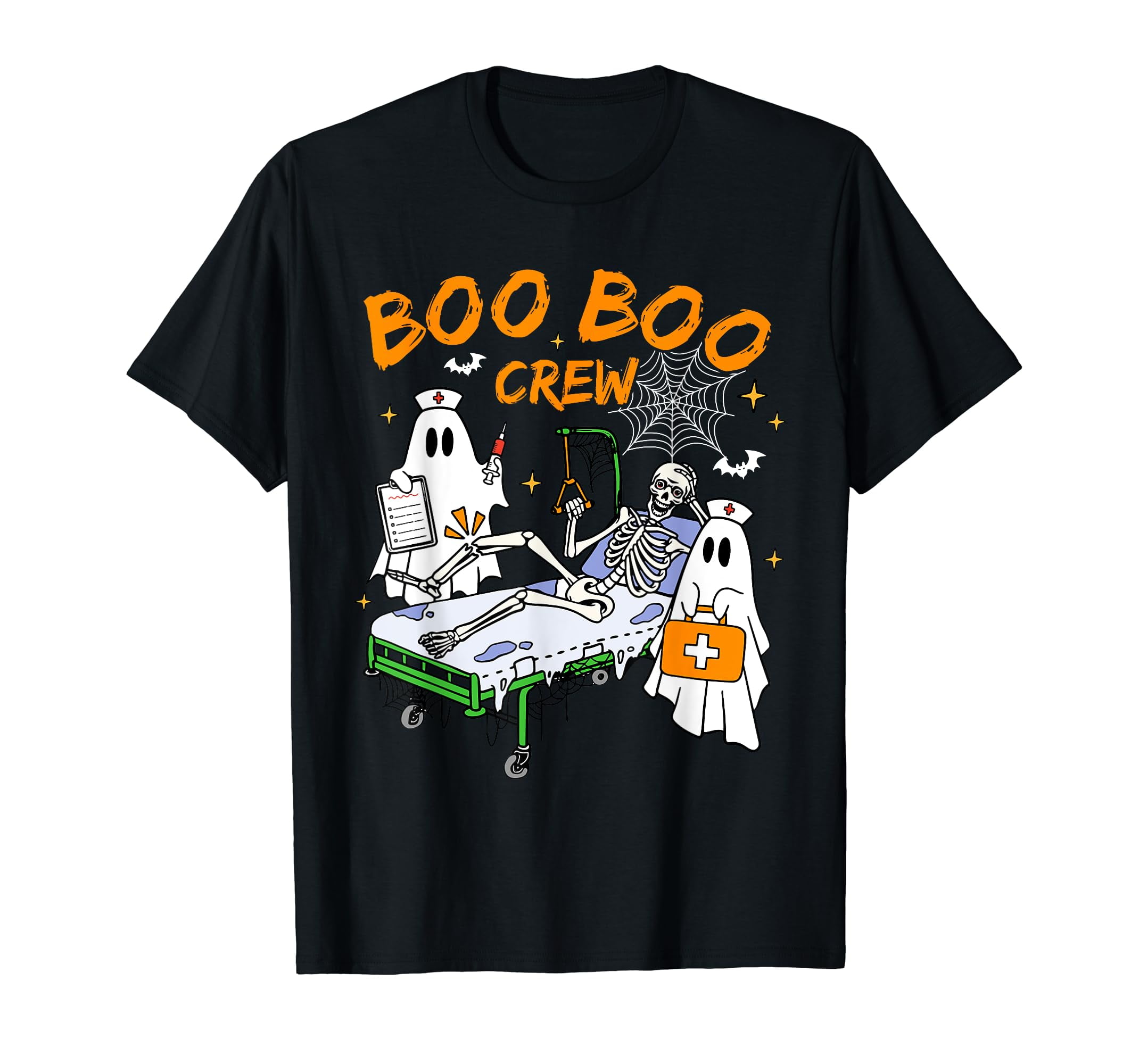 Boo Boo Crew Ghost Skeleton Spooky Season Nurse Halloween T-Shirt ...