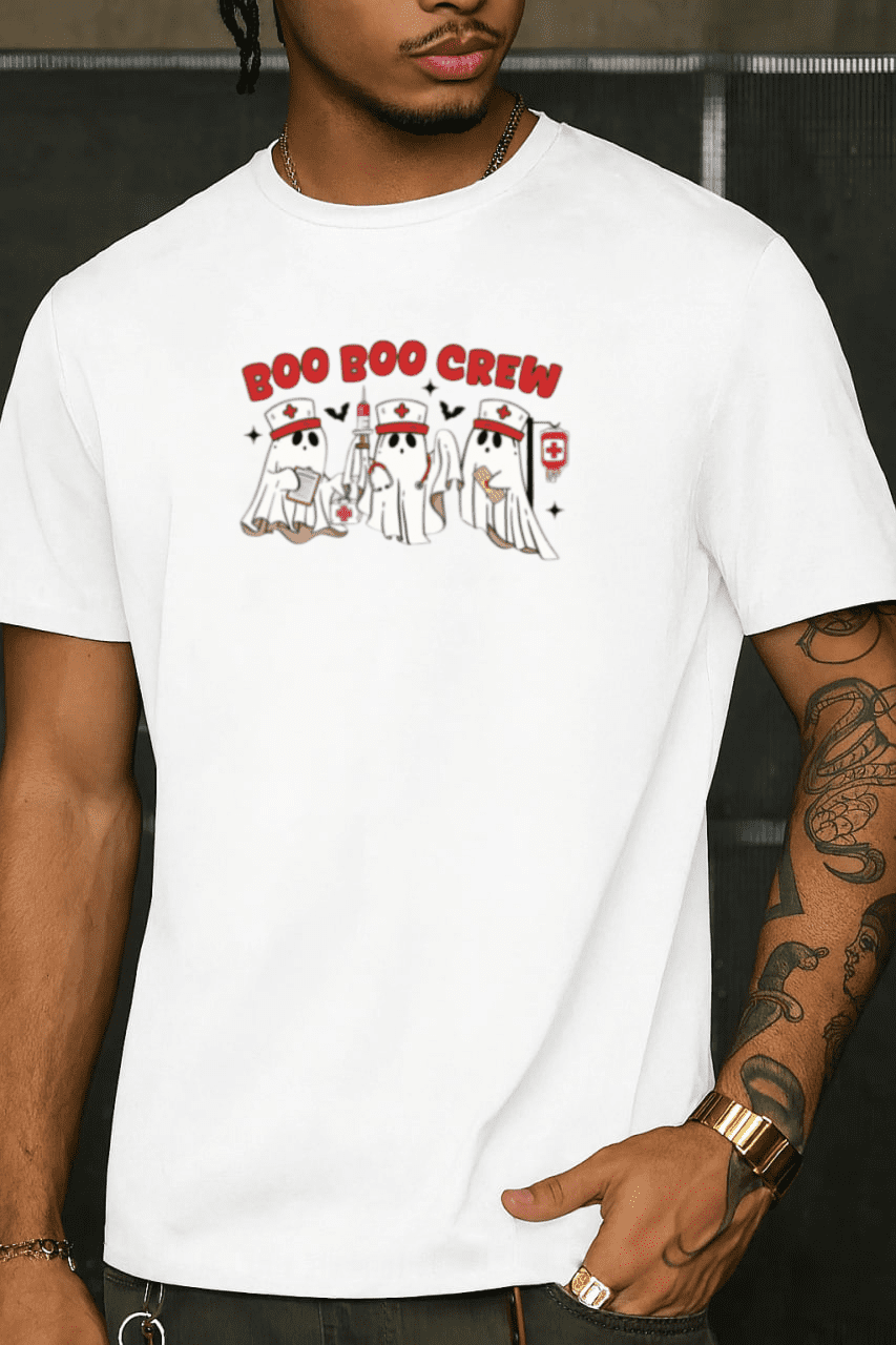 Boo Boo Crew Halloween Ghost Nurse Team Casual Fun Unisex T-Shirt, up ...