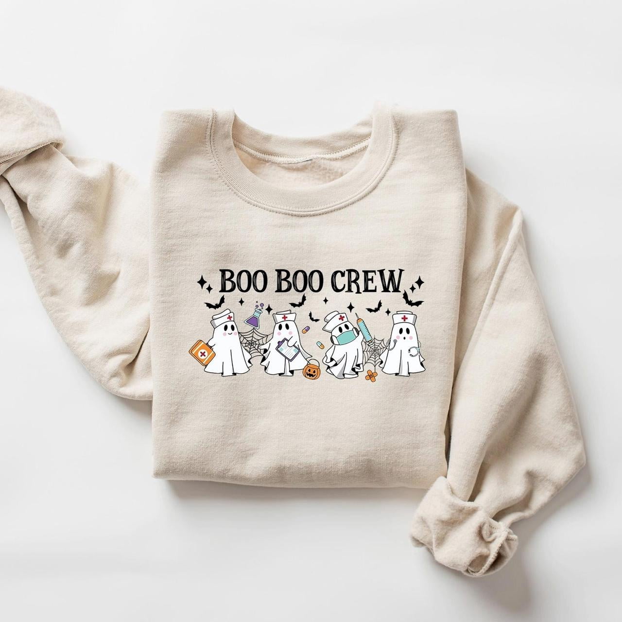 Boo Boo Crew Halloween Sweatshirt – Funny Ghost Nurse Pullover for ...