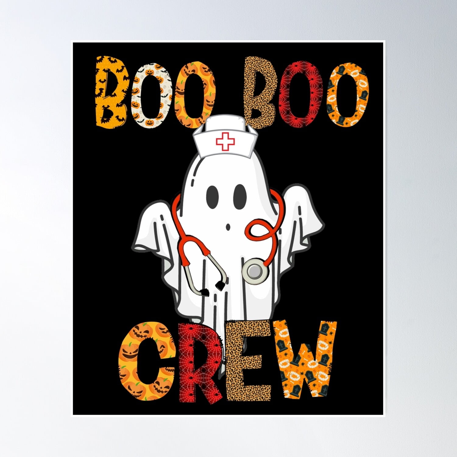 Boo Boo Crew Halloween Vintage Ghost Funny Vintage Poster Wall Art ...