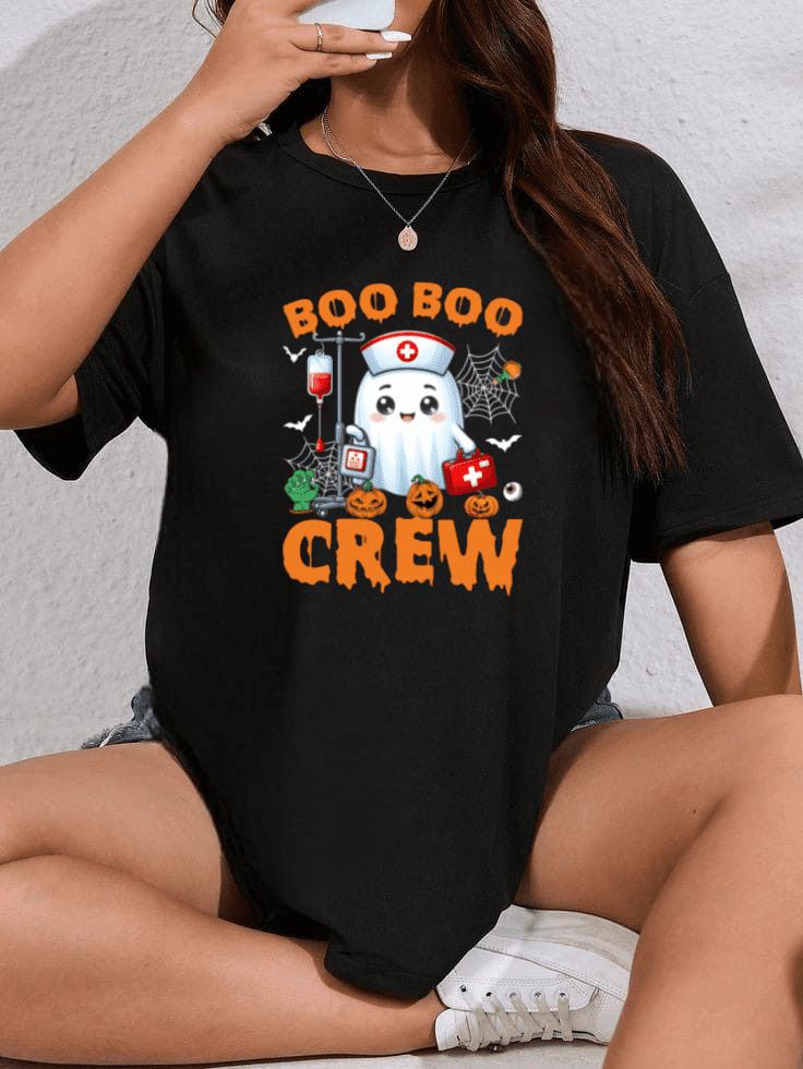 Boo Boo Crew Nurse Ghost Halloween Cute Medical Holiday Unisex T-Shirt ...