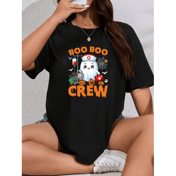 Boo Boo Crew Nurse Ghost Halloween Cute Medical Holiday Unisex T-Shirt ...