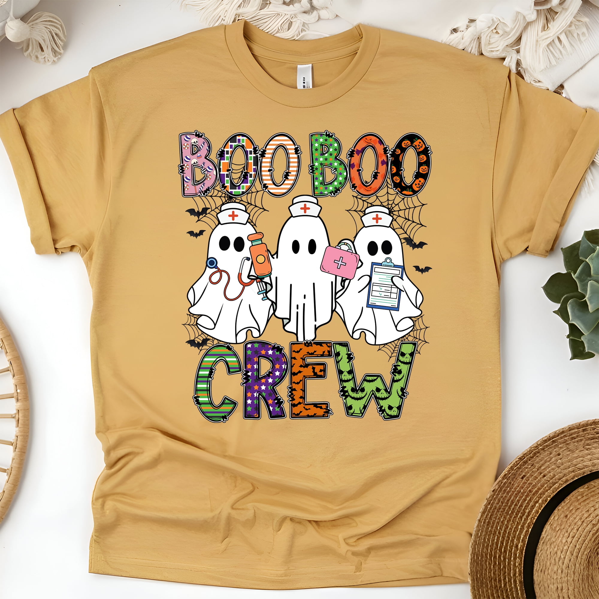 Boo Boo Crew Nurse Graphic T-Shirt for Women Men | Funny Ghost Medical ...