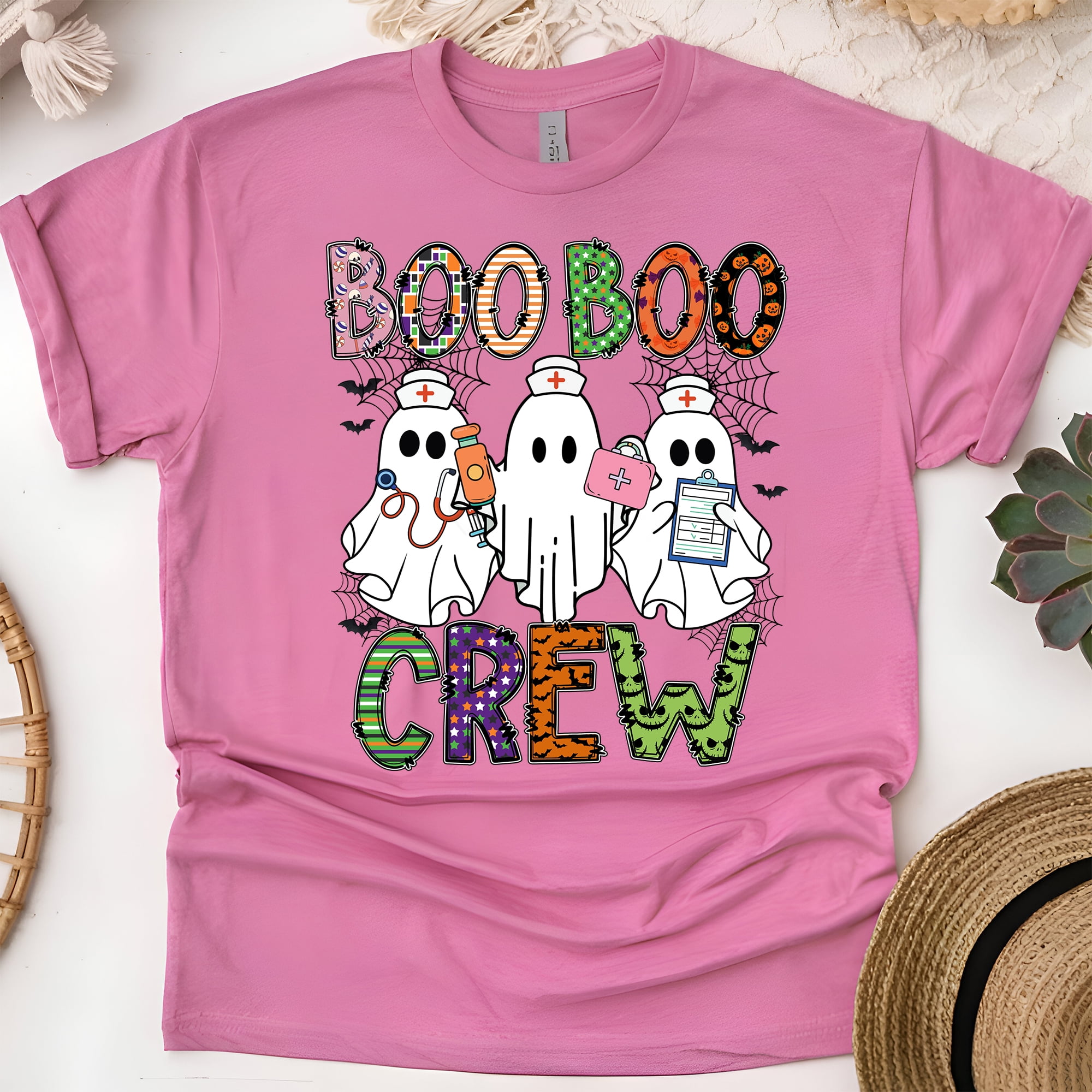 Boo Boo Crew Nurse Graphic T-Shirt for Women Men | Funny Ghost Medical ...