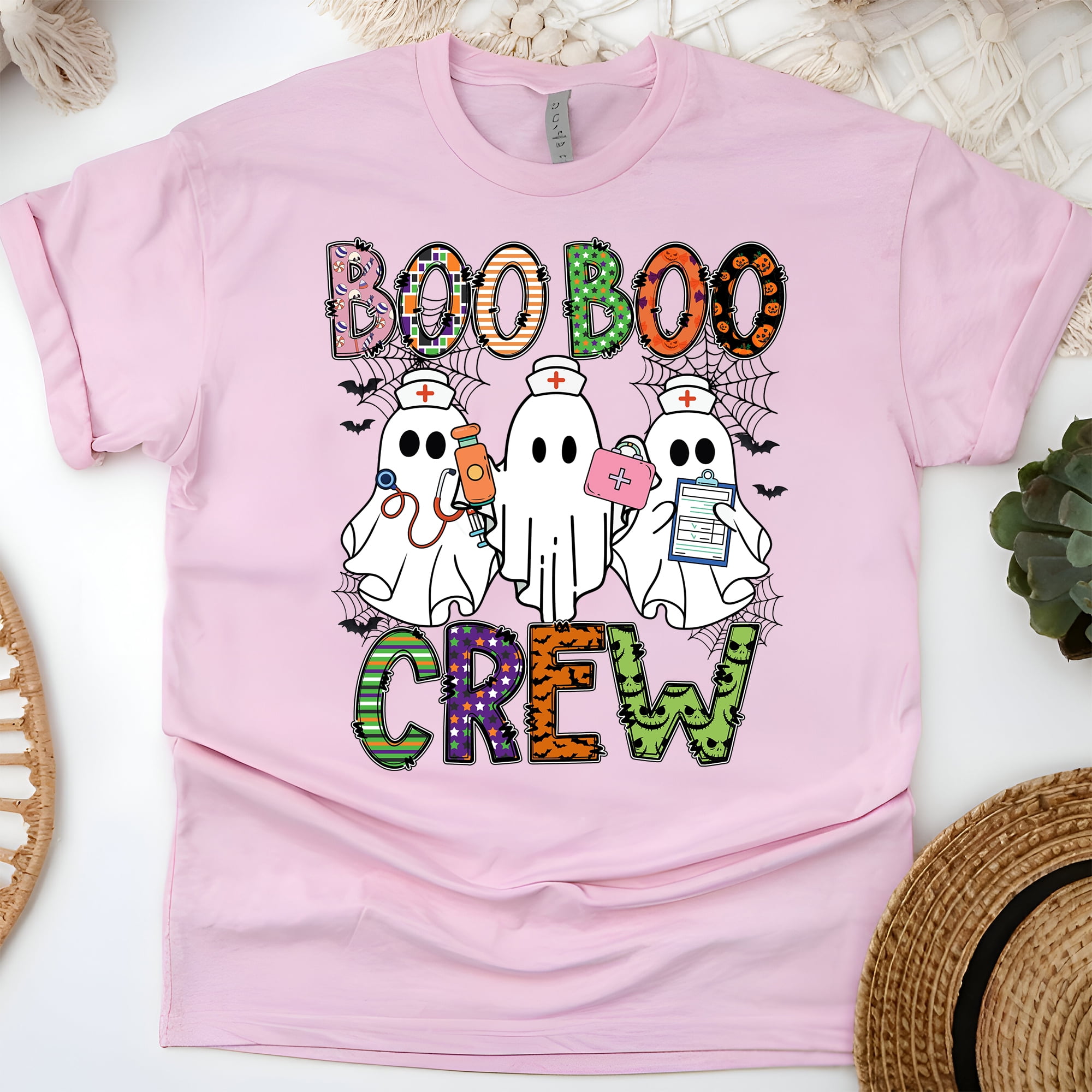 Boo Boo Crew Nurse Graphic T-Shirt for Women Men | Funny Ghost Medical ...