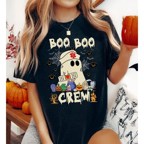 Boo Boo Crew Nurse Retro Spooky T-Shirt - Walmart.com