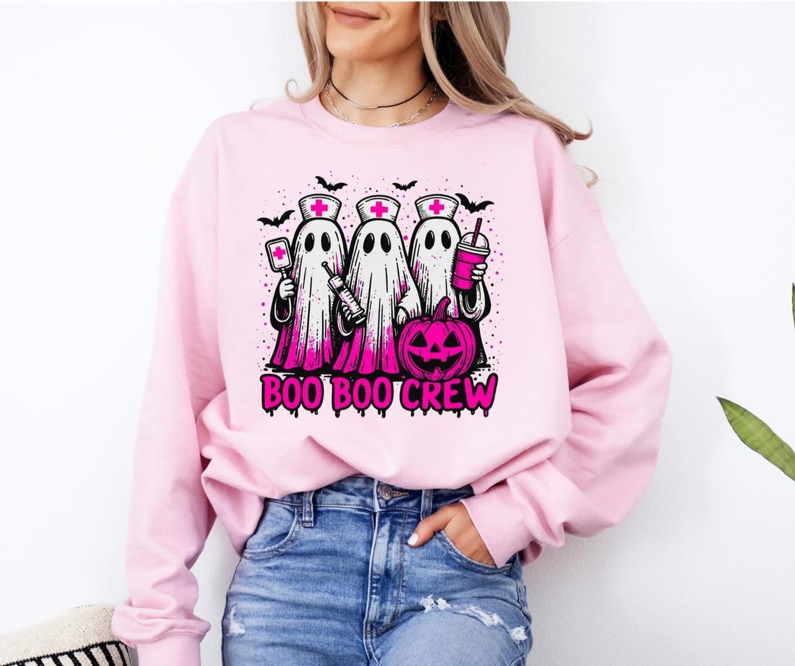 Boo Boo Crew Sweatshirt, Ghost Nurse Pullover SWEATSHIRT All Size S-5XL ...