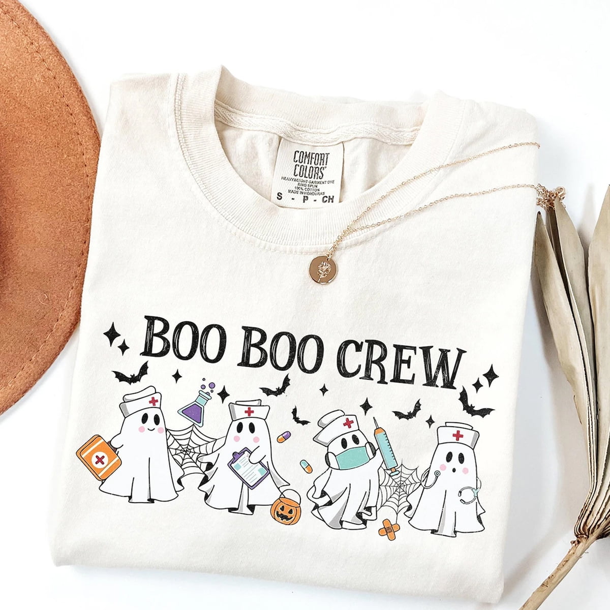 Boo Boo Crew T-Shirt – Funny Halloween Nurse Ghost Graphic Tee for ...