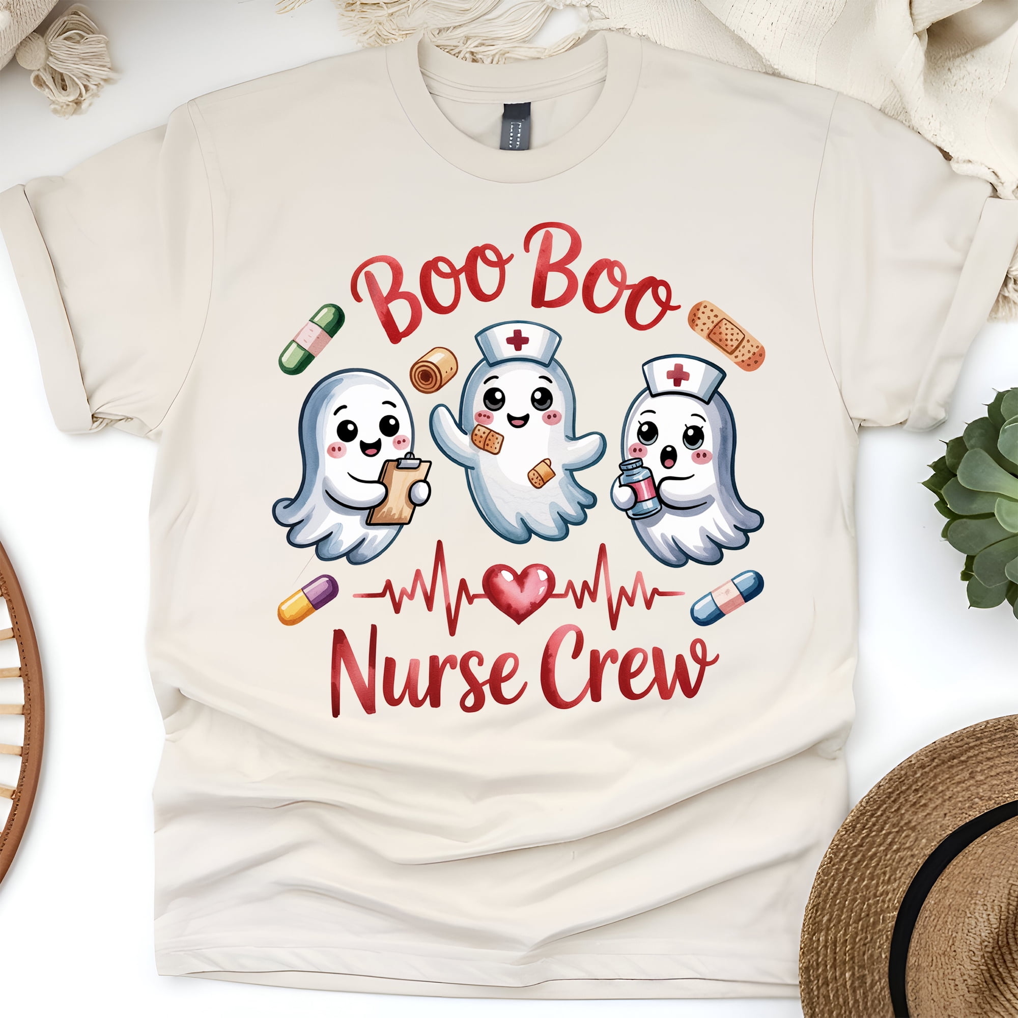 Boo Boo Nurse Crew Halloween Shirt | Cute Ghost Nurse Graphic Tee for ...
