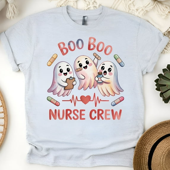 Boo Boo Nurse Crew Shirt | Cute Ghost Nurse Halloween T-Shirt for ...