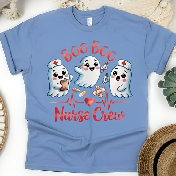 Boo Boo Nurse Crew T-Shirt | Cute Ghost Nurse Graphic Tee for Medical ...