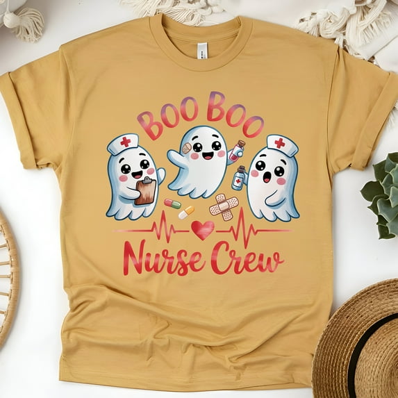 Boo Boo Nurse Crew T-Shirt | Cute Ghost Nurse Graphic Tee for Medical ...