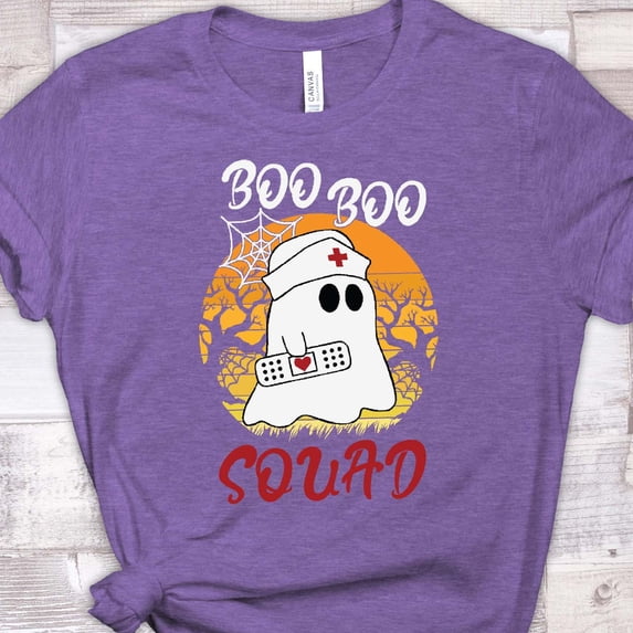 Boo Boo Squad Nurse Halloween Shirt Ghost Nurse Shirt for Women Funny ...