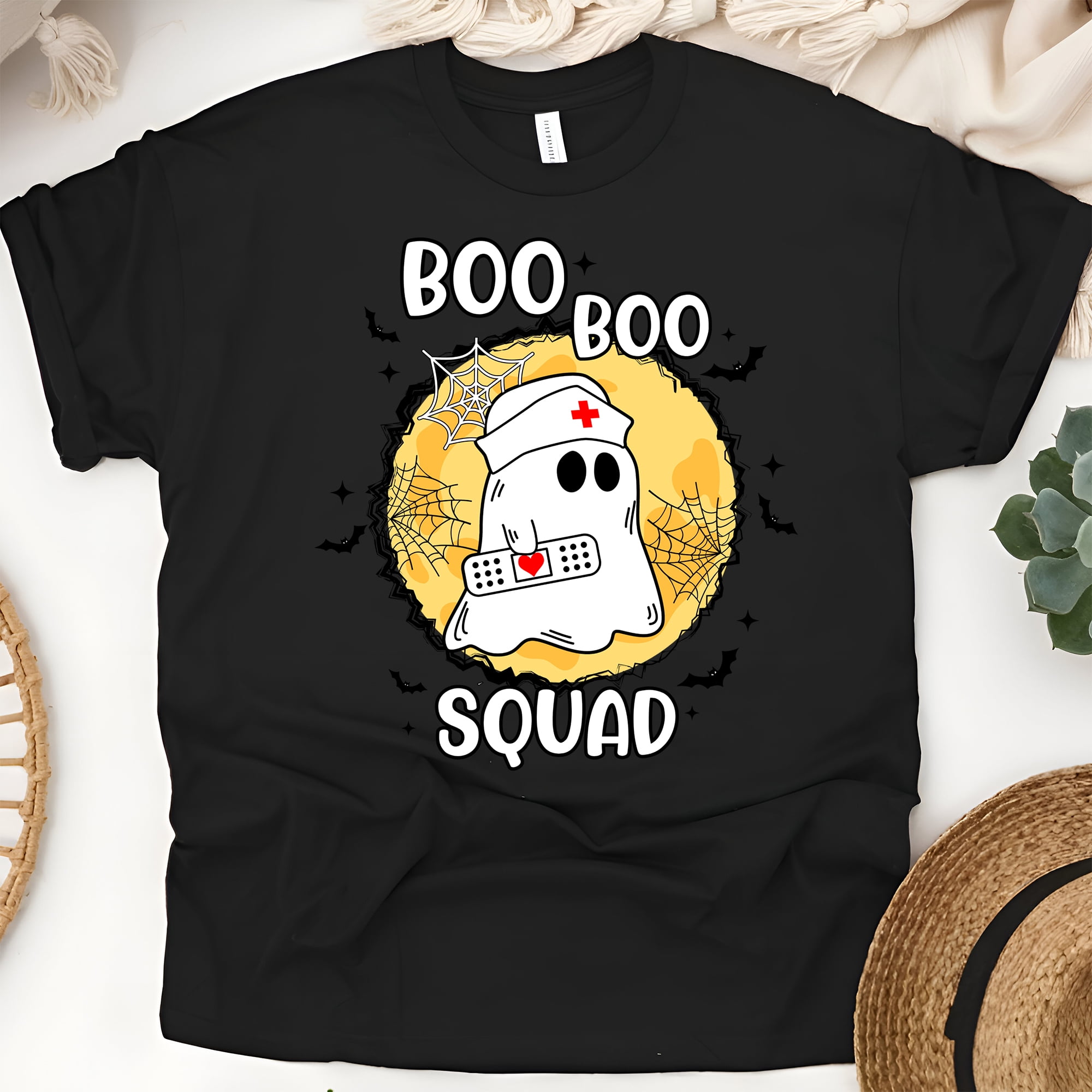 Boo Boo Squad Nurse T-Shirt | Cute Ghost Medical Graphic Tee, Black ...