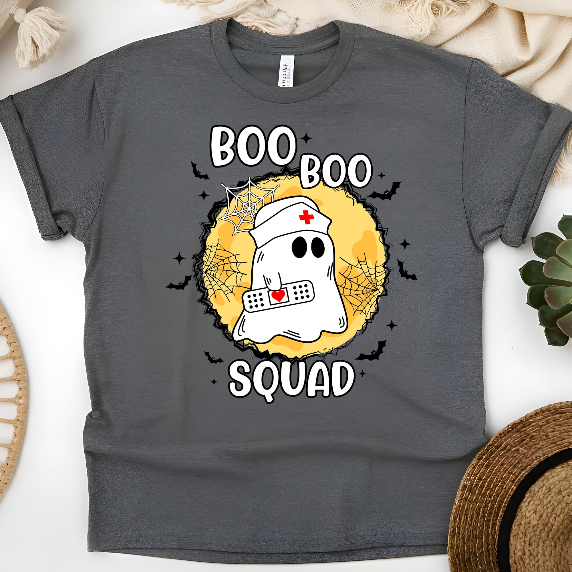 Boo Boo Squad Nurse T-Shirt | Cute Ghost Medical Graphic Tee, Dark ...