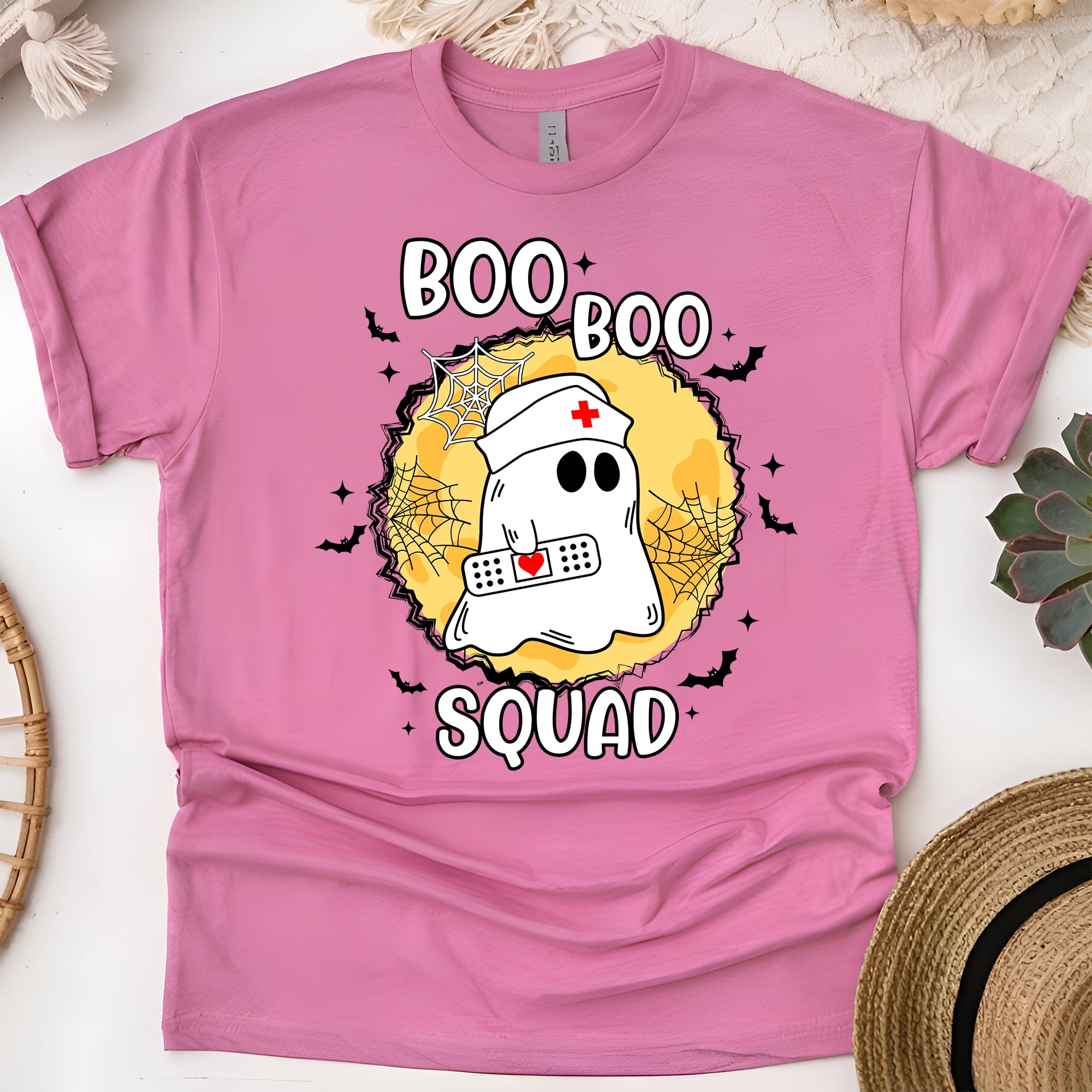 Boo Boo Squad Nurse T-Shirt | Cute Ghost Medical Graphic Tee, Heliconia ...