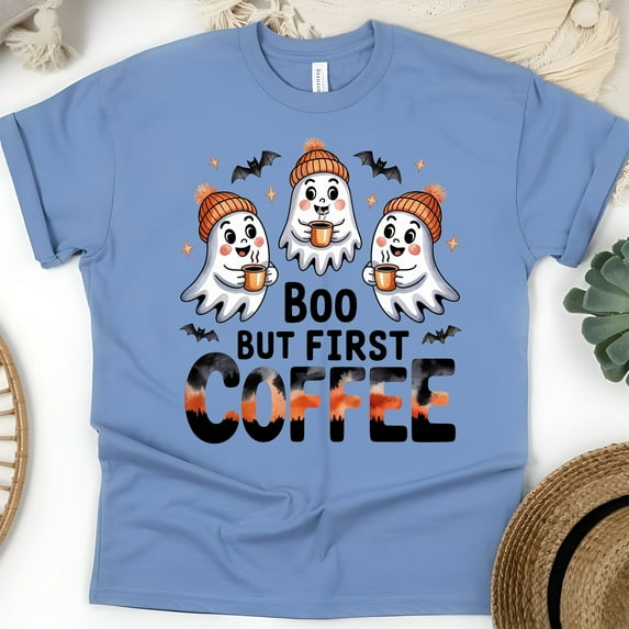 Boo But First Coffee Halloween Shirt | Cute Ghosts Drinking Coffee Fall ...