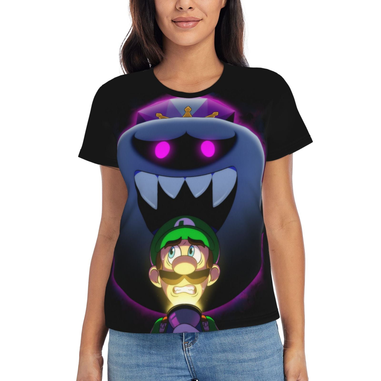 Boo Cartoon Luigi's Mansion Women's Short-Sleeve T Shirts Lightweight ...